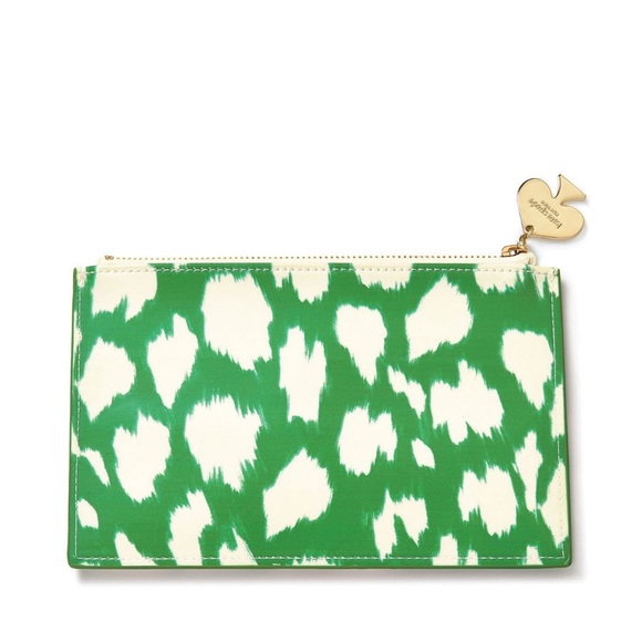 kate spade | Bags | Kate Spade Nwot Painterly Cheetah Ikat Green Pouch ...